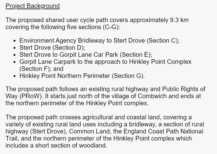Proposed Combwich to Hinkley Point Shared Use Cycle Path - Stogursey Online